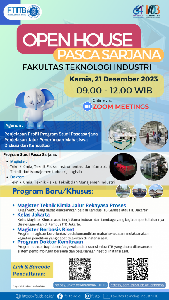 Open House Pascasarjana FTI ITB 2023 – Program Doktor Teknik dan Manajemen Industri
