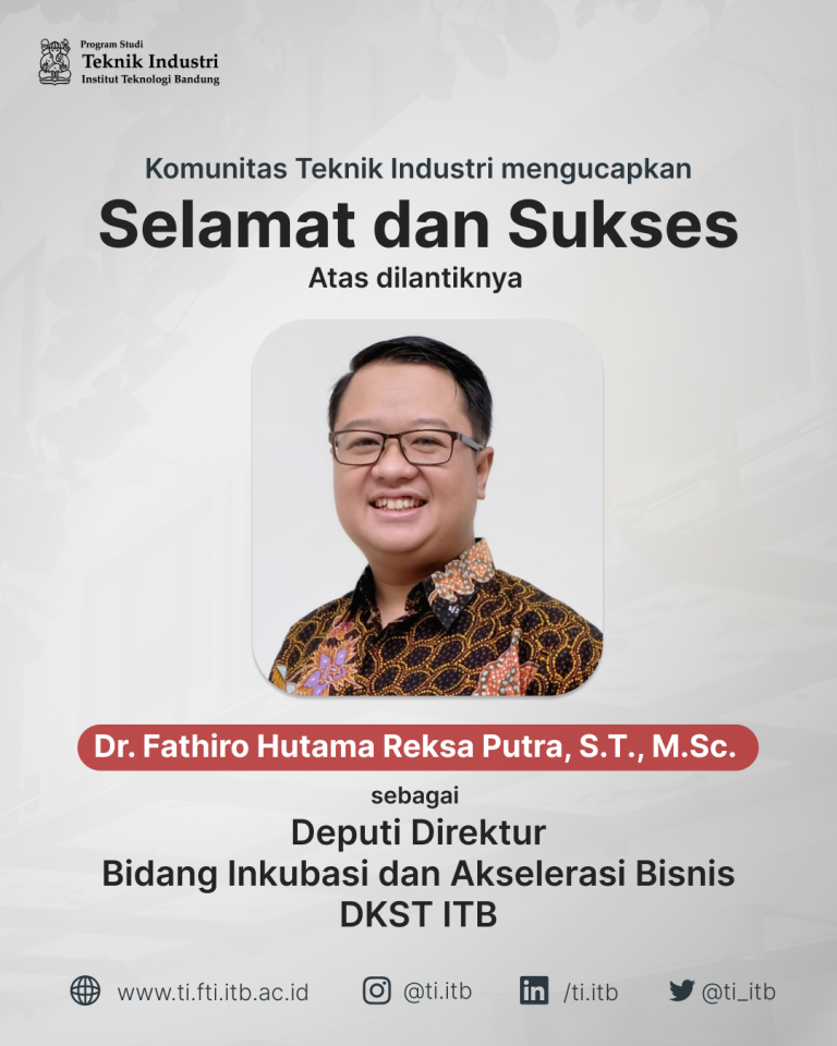 Selamat dan Sukses kepada Dr. Fathiro Hutama R. P., S.T., M.Sc. sebagai Deputi Direktur Bidang ...